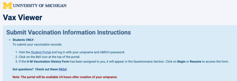 How do I complete my vaccination history form? | U-M Health Response